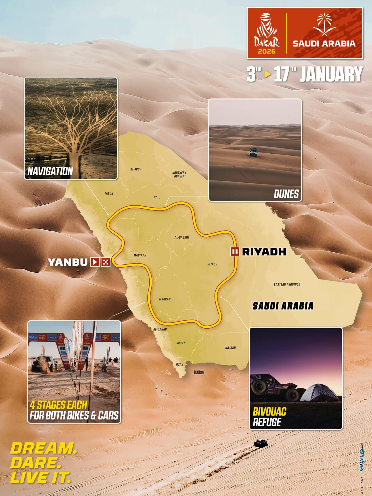 Le Dakar 2026 aura lieu du du 3 au 17 janvier prochains | Actualité ...